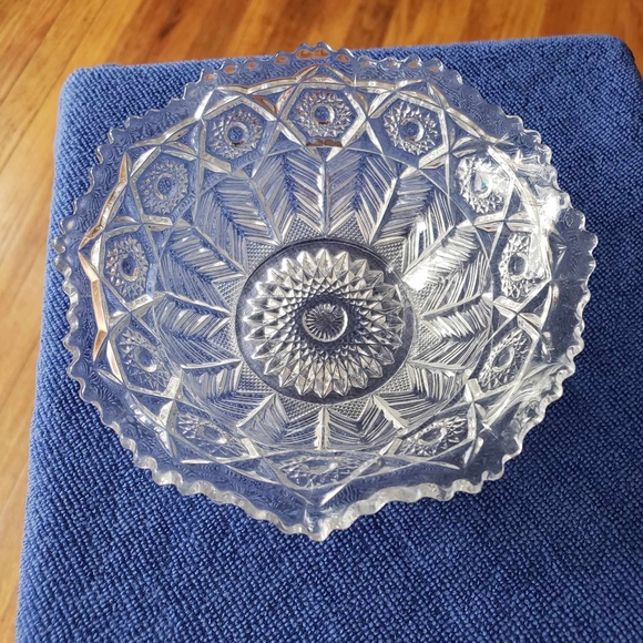 Accents | Vintage Cambridge Inverted Feather Crimped Clear Glass Bowl ...